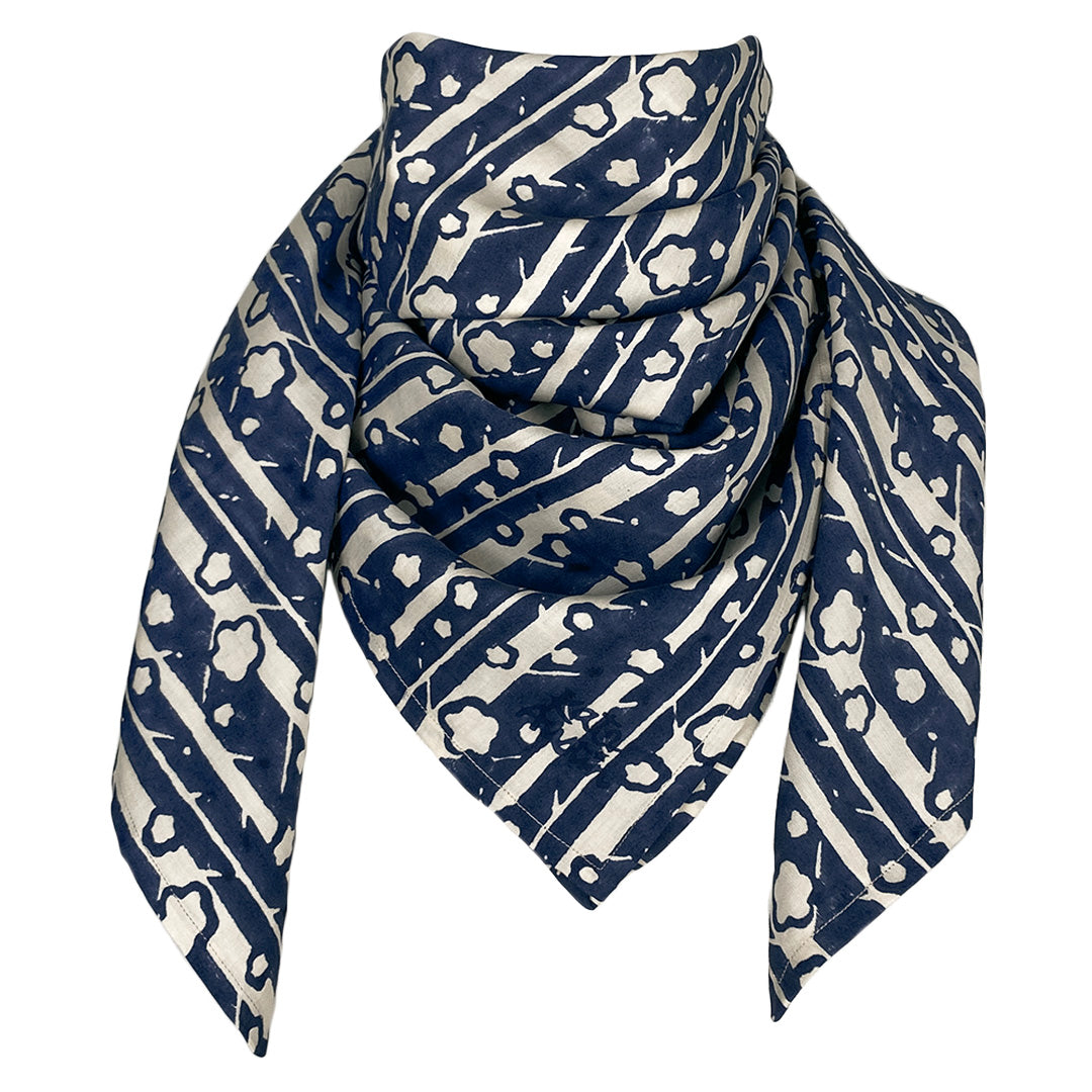 Peggy Scarf in Navy and Sand Birch – KateAustinDesigns