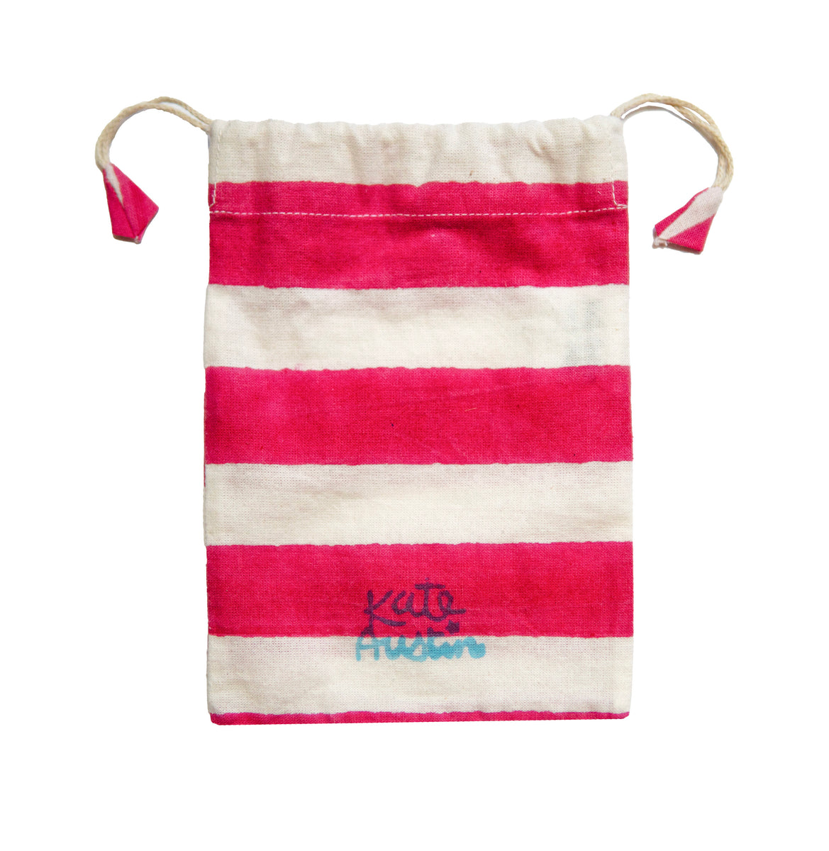 Drawstring Bag in Pink White Cabana Stripe – KateAustinDesigns